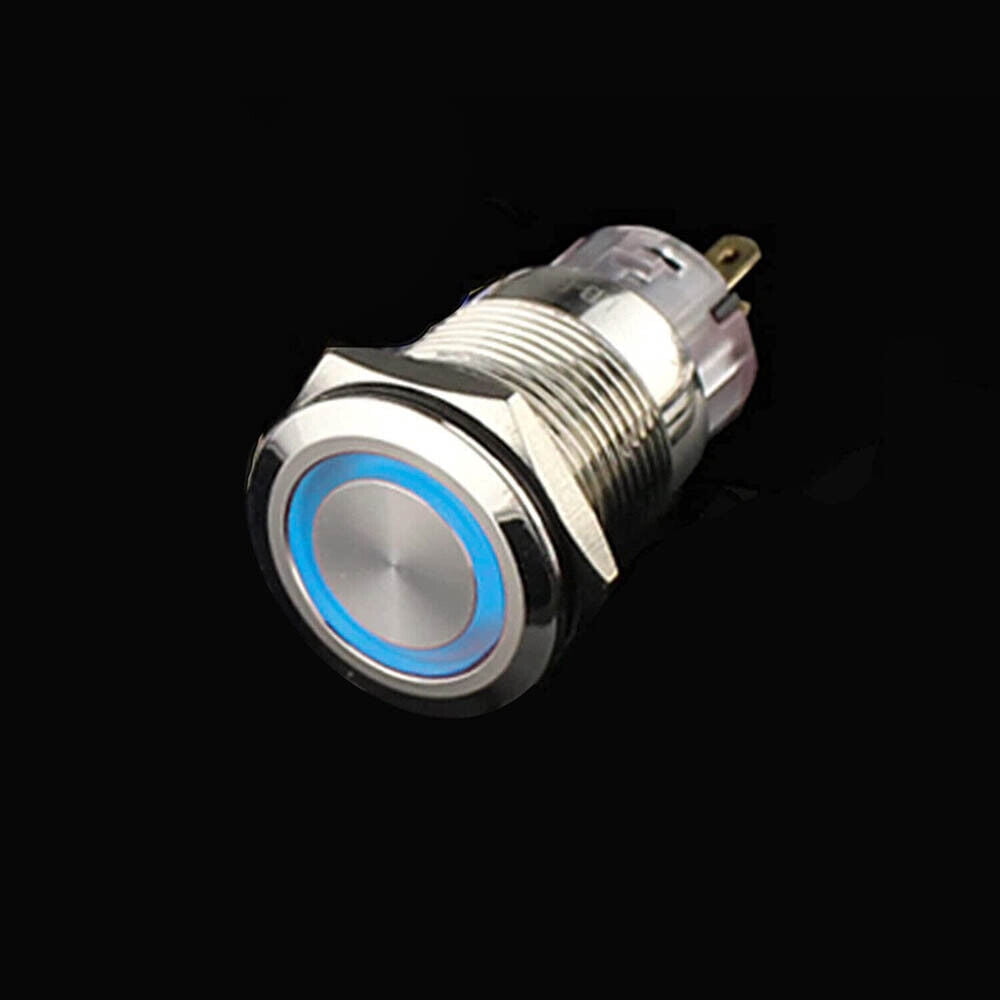 19mm 12V LED ON OFF Push Button Power Switch Latching with Wire Socket ...