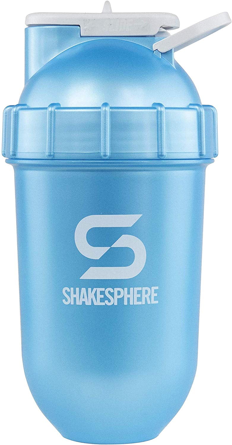 ShakeSphere Tumbler: Protein Shaker Bottle, 24oz Cyan Blue with White ...