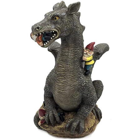 JOYWEI Dragon Eating Gnomes Garden Statue Creative Hilarious Outdoor ...