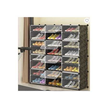 Shoe Cabinet Shoe Cabinet Shelf with 12 Plastic Doors Easy to Assemble ...