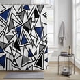 Abstract Lines Shower Curtain for Bathroom, Black Gray Blue Triangle ...