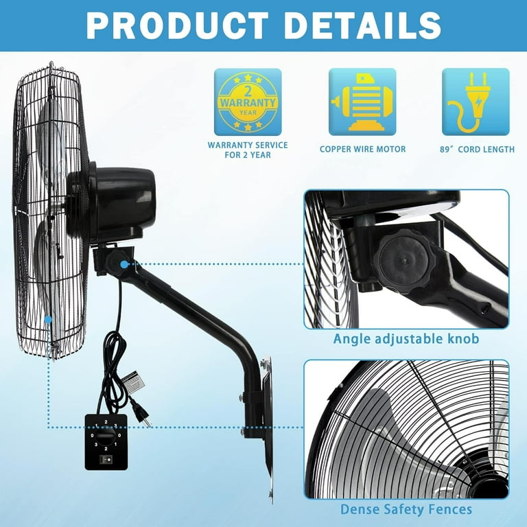 Commercial Wall Mount Oscillating Fan 500MM High Velocity Oscillating