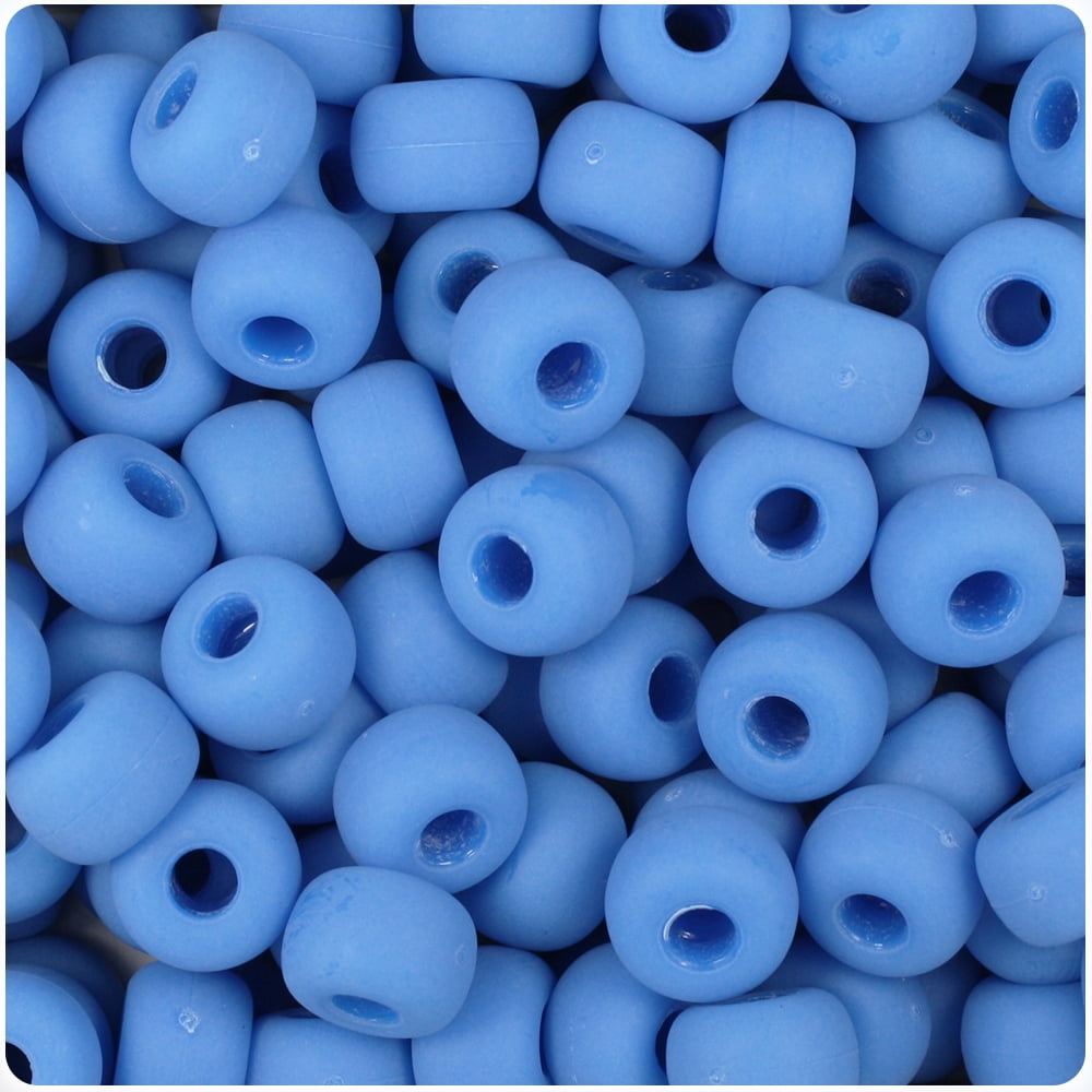 BeadTin True Blue Matte 11mm Large Barrel Pony Beads (250pcs) - Walmart.com