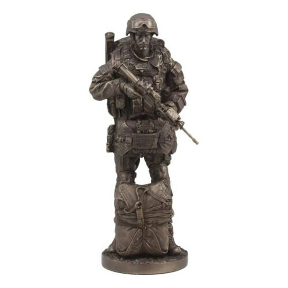 Large Military War Parachutist Soldier Paratrooper Carrying Rifle ...