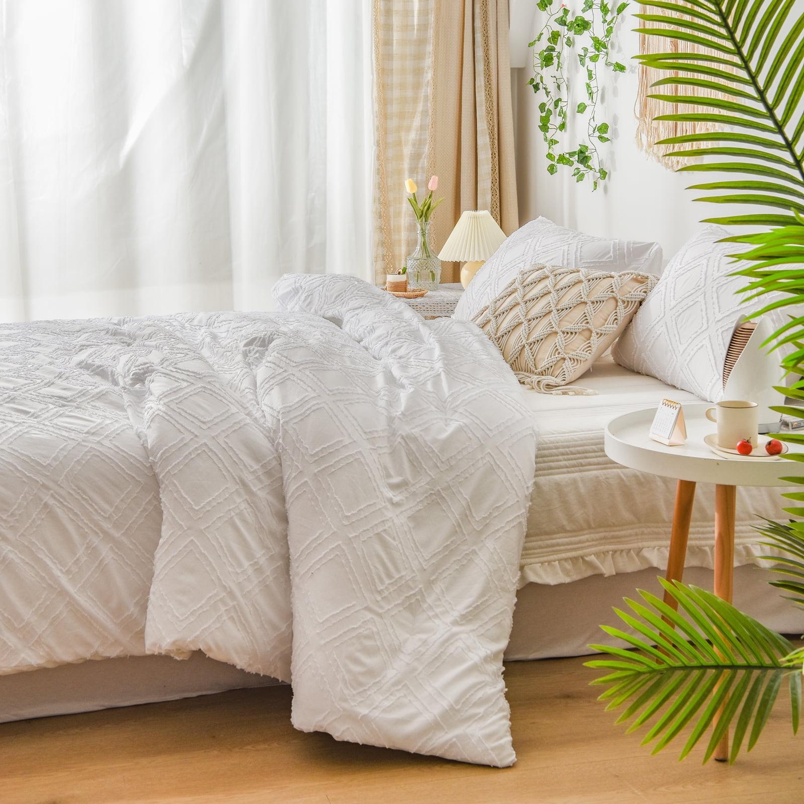 Move Over White Tufted Comforter Set Twin Boho Bedding Sets Tufted ...