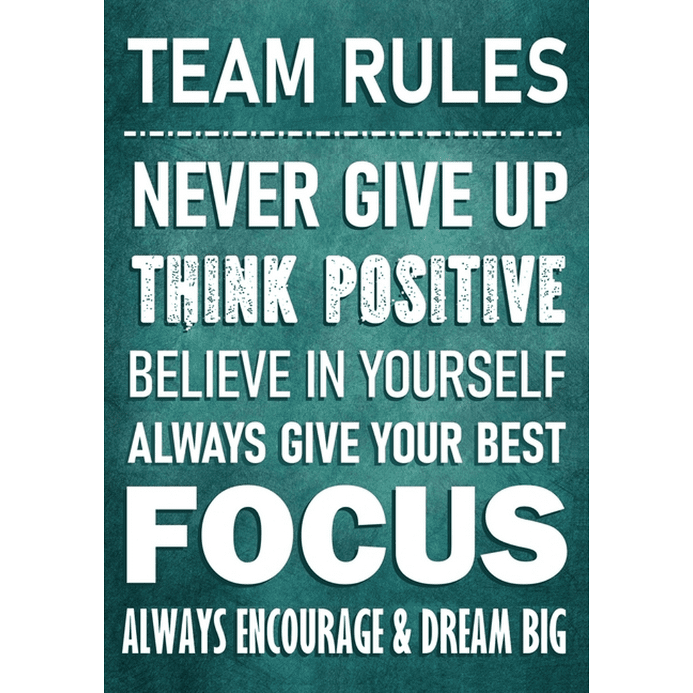 Encouragement Gifts for Employees: Team Rules - Never Give Up - Think ...