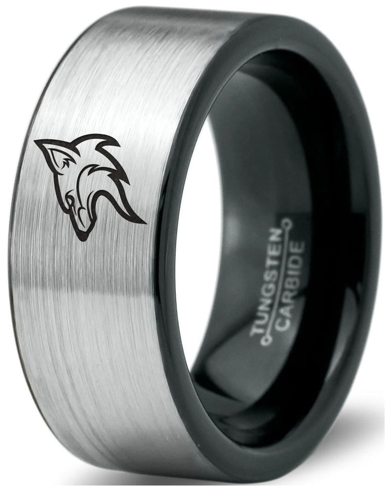 Tungsten Coyote Canis Canidae Watching Band Ring 8mm Men Women Comfort ...