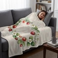 Flannel Throw Blanket for Couch Sofa Bed,Country Strawberry Flower Leaf ...