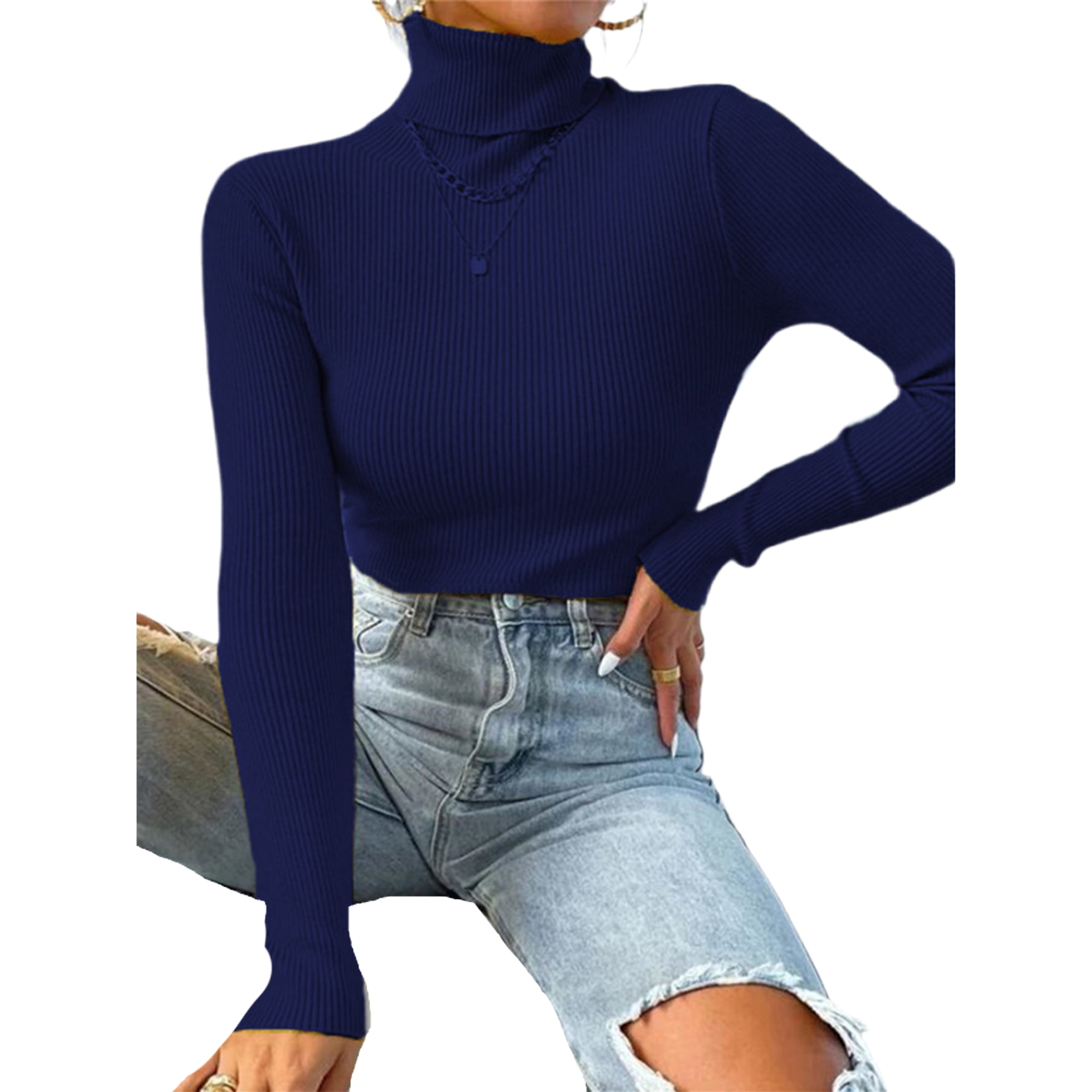 Click here for Mawclos Women Tops Turtleneck Pullover Shirts High... prices