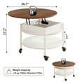 GUNAITO Round Small Lift Top Coffee Table on Wheels with Storage ...