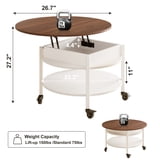 GUNAITO Round Small Lift Top Coffee Table on Wheels with Storage ...