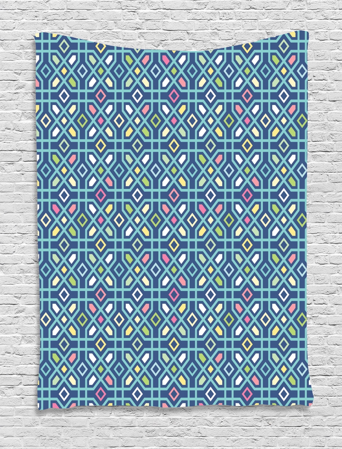 Abstract Tapestry, Vibrant Mosaic Tiles Geometric Forms Maze Oriental ...