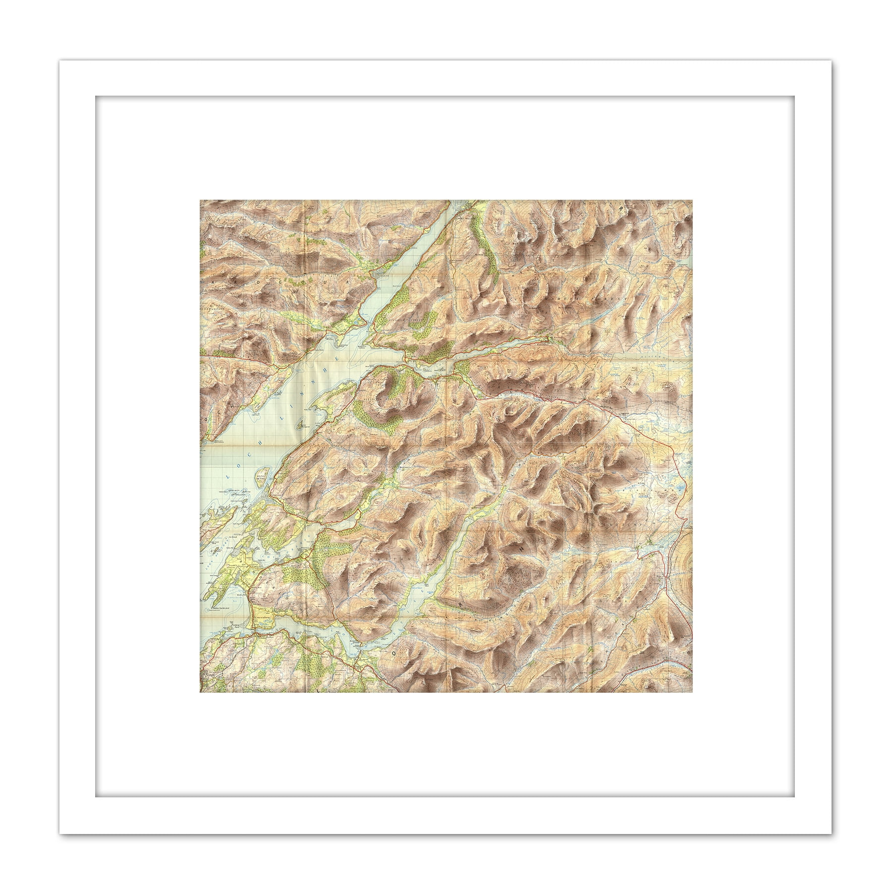 Map Ordnance Survey 1959 Lorn Lochaber Scotland 8X8 Inch Square Wooden ...