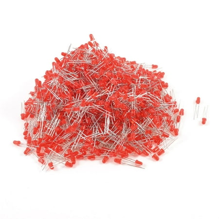 1000 Pcs DC 1.8-2.2V 20mA Non-polar 3mm F3 Red LED Light Emitting ...