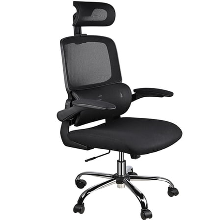 Office Task Chair with Adjustable Heardrest, Lumbar Support and Flip-up ...