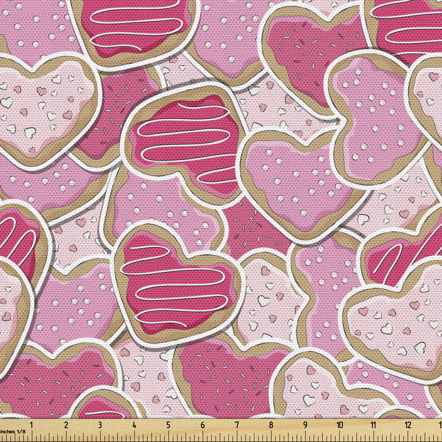 Valentines Fabric By The Yard Heart Shaped Cookies Surprise Tasty