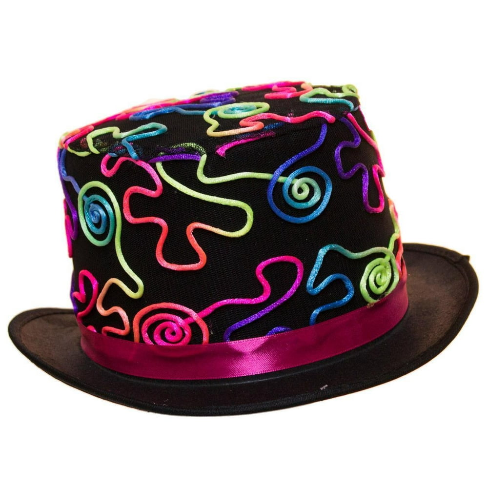 Jacobson Hat Company - 80's Retro Clown Rave Disco Neon String Top Hat ...