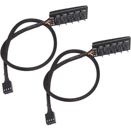 2pcs PWM Fan Hub Splitter, PC CPU Cooling 4 Pin Black 1 to 5 Way Self ...
