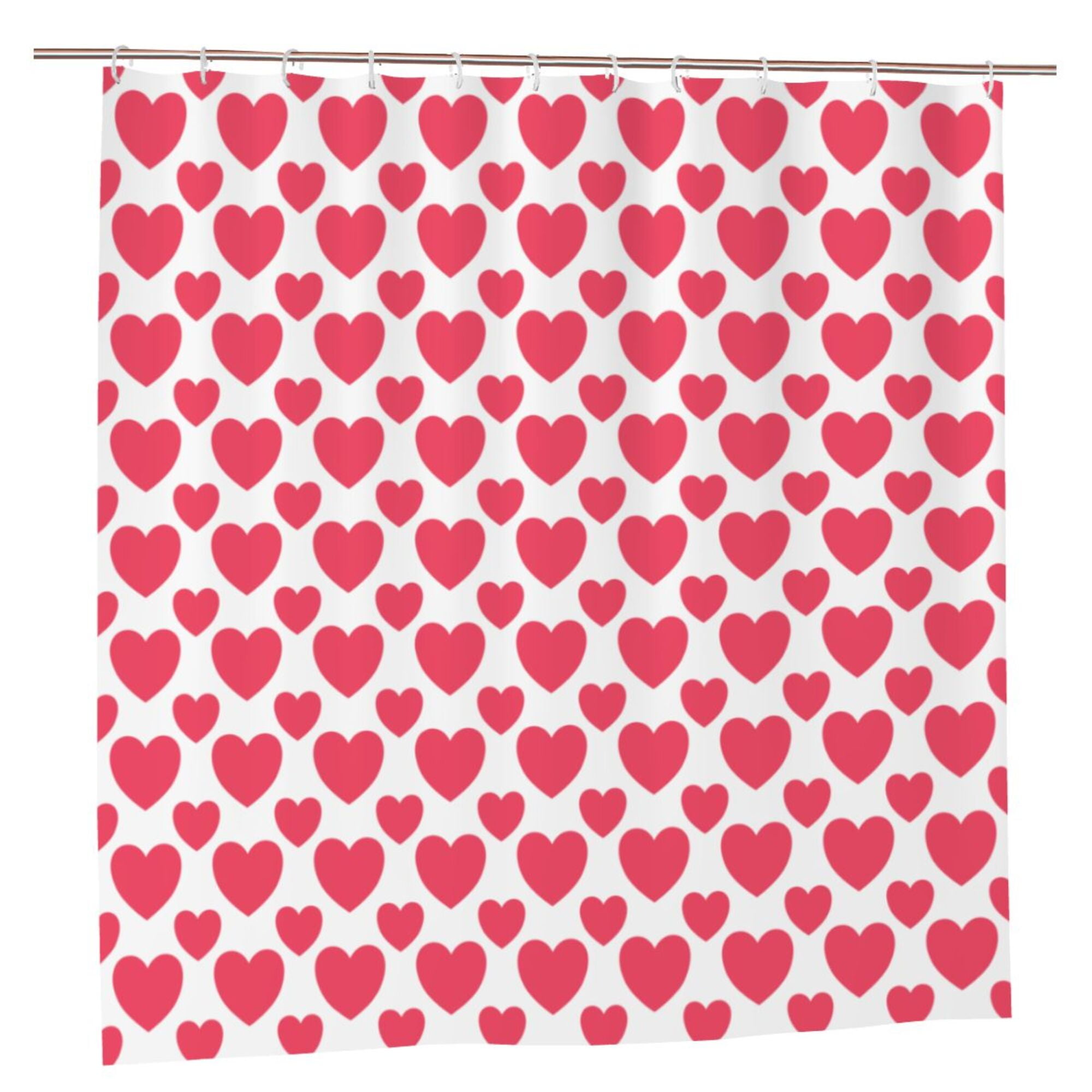 Yfyang Waterproof Bathroom Shower Curtain Red Love Shower Curtain Set