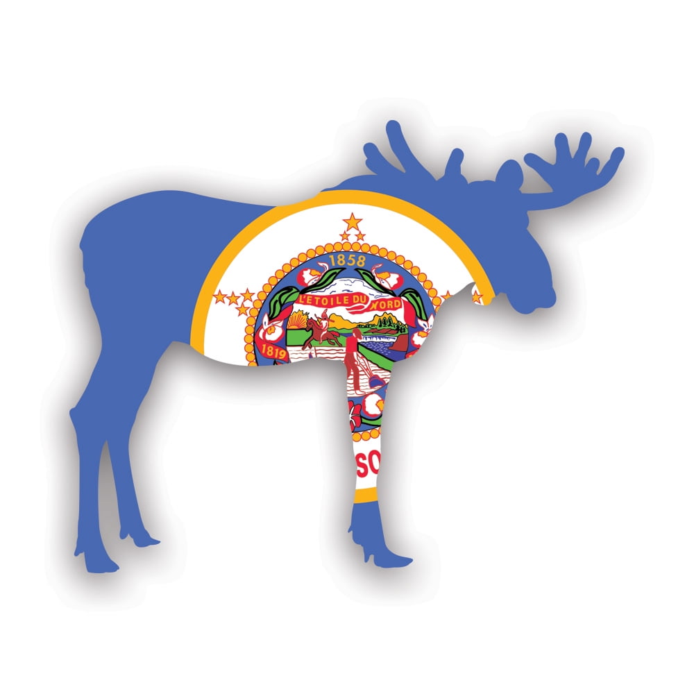 Minnesota Moose Shaped Flag Sticker Decal - Self Adhesive Vinyl ...
