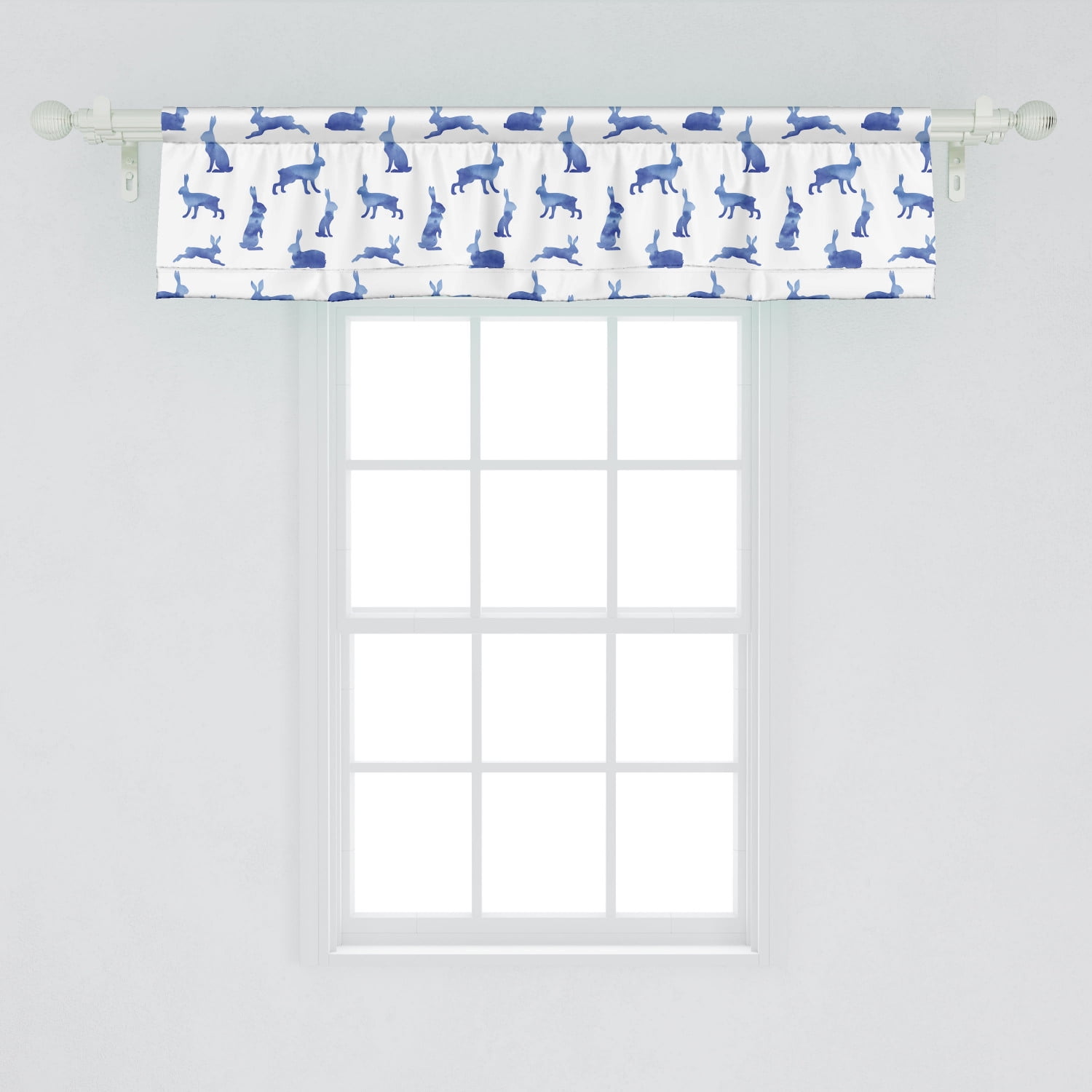 Ambesonne Bunny Window Valance, Rabbits Jumping Sitting Standing ...