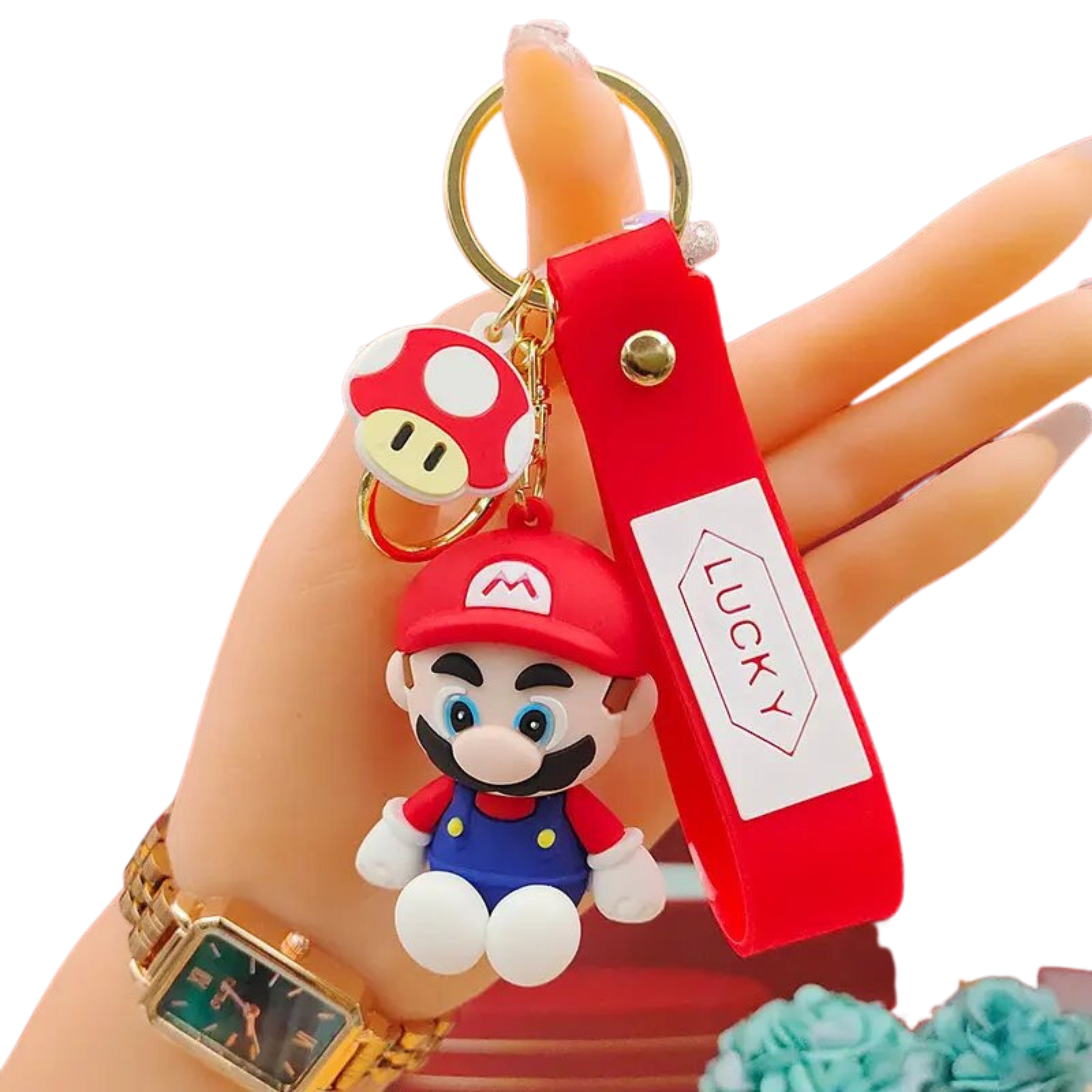 Nintendo Super Mario Rubber Keyring, 3D Super Mario Keychain, Red ...