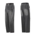 Bnwani Men Pants Fashion Elastic Waist Wide Leg Denim Loose Drawstring ...