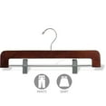 International Hanger Deluxe Wooden Bottom Hanger w/Clips, Walnut Finish ...