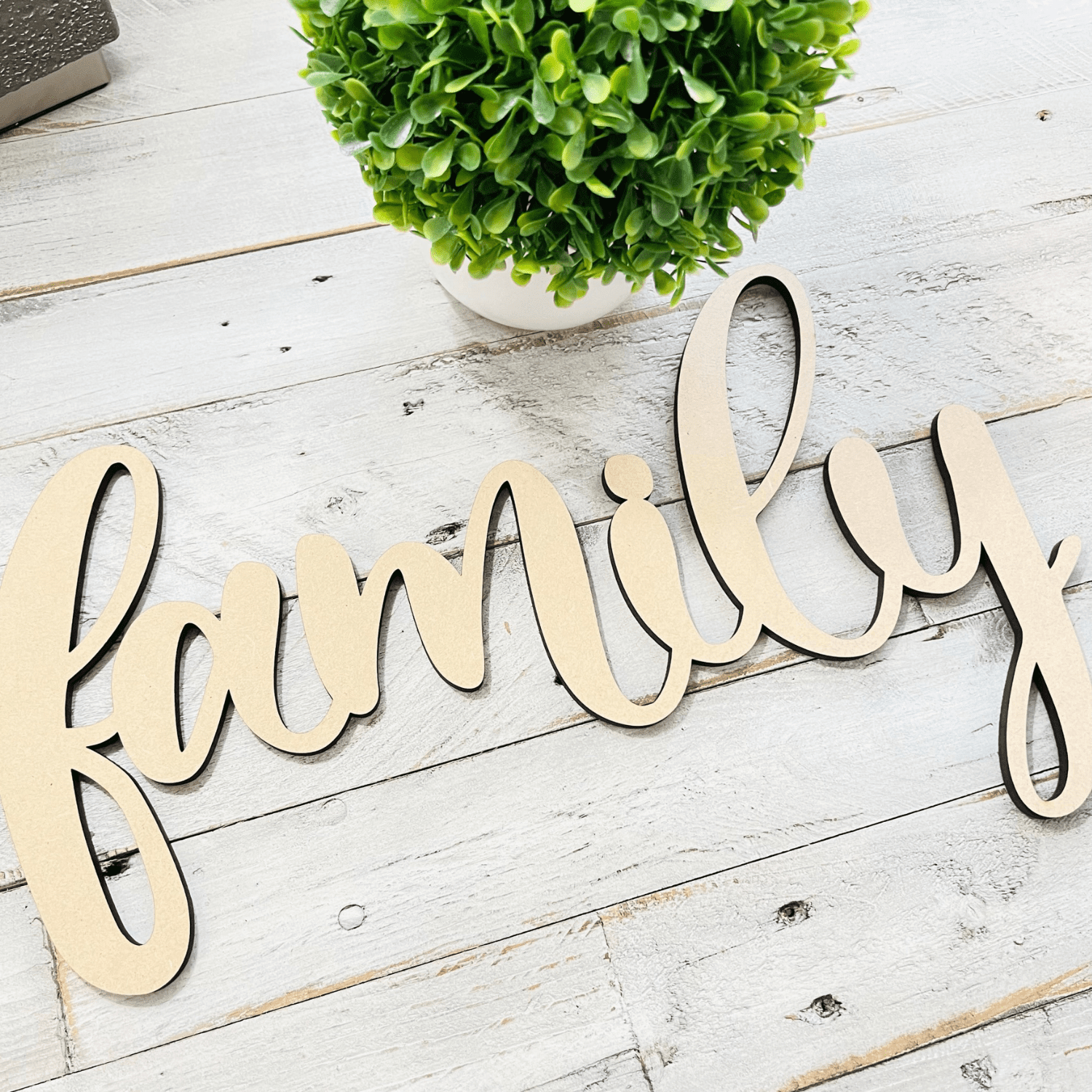 5in x 8.5in x 1/4in Family Wooden Cutout Word | Script Word | Wall ...