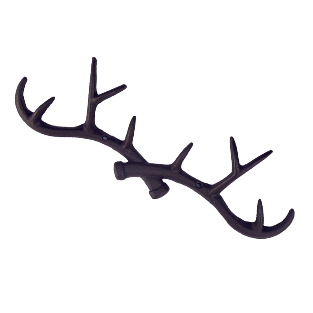 Wall-mounted Cast Iron Hanger Decorative Deer Antler Hook Rack Vintage ...