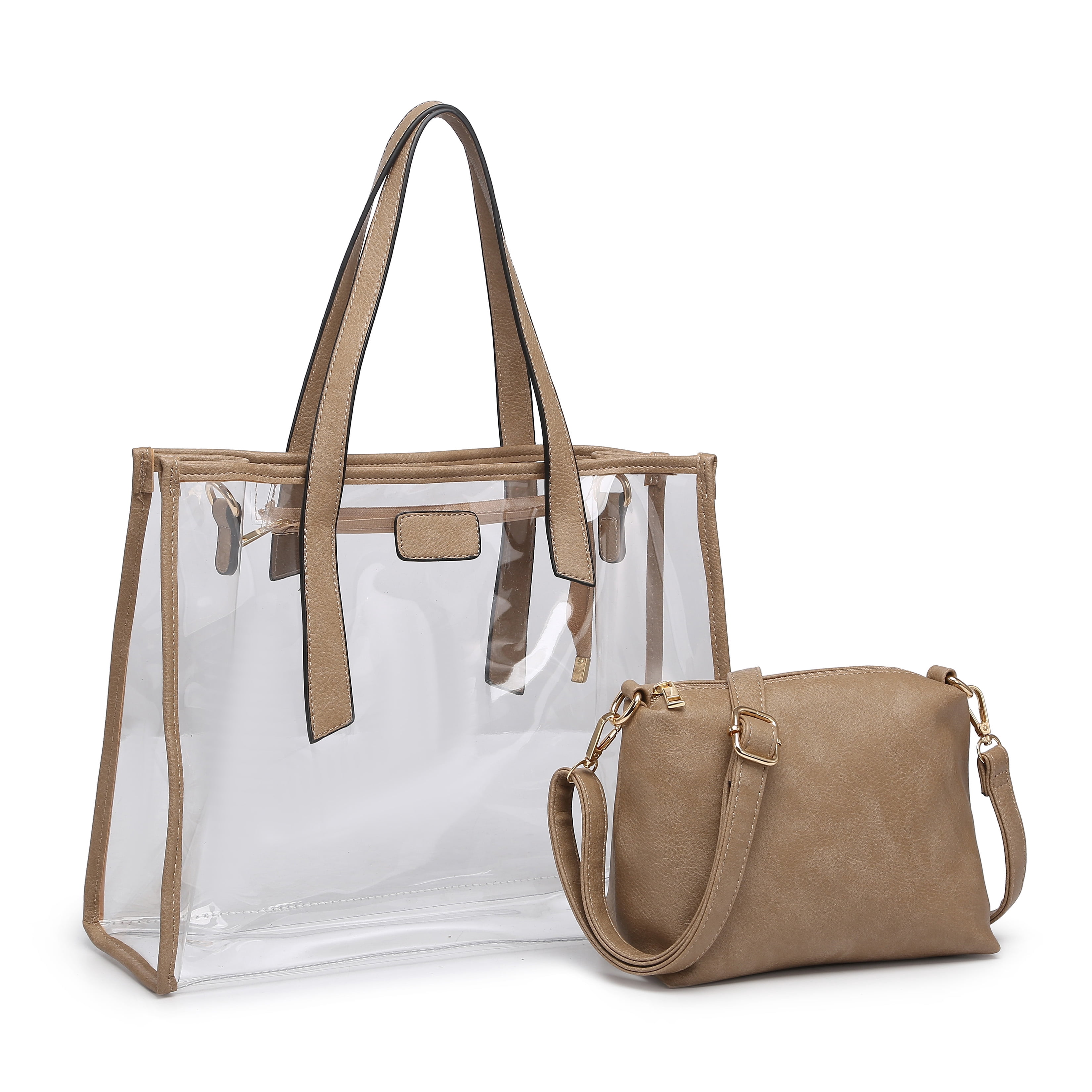 Tepilte 2-in-1 Women Clear Satchel Handbag with Clutch PVC Shoulder Bag ...