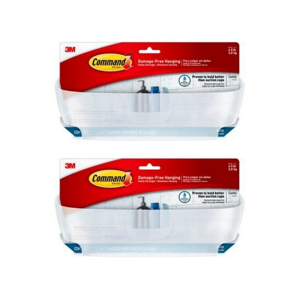 Command Bath Shower Caddy Large Damage Free Adhesive Frosted, 2-Pack ...