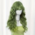 26-Inch Women's Grass Green Curly Hair Wig with Bangs - Ideal for ...