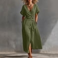 Fewfanhot Spring Dresses for Women 2026 Long Button Down Short Sleeve ...