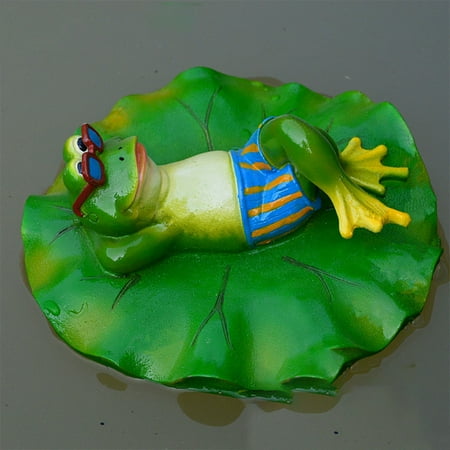 Garden Outdoor Lawn Pool Floating Frog Model Sculpture Ornament Decor ...