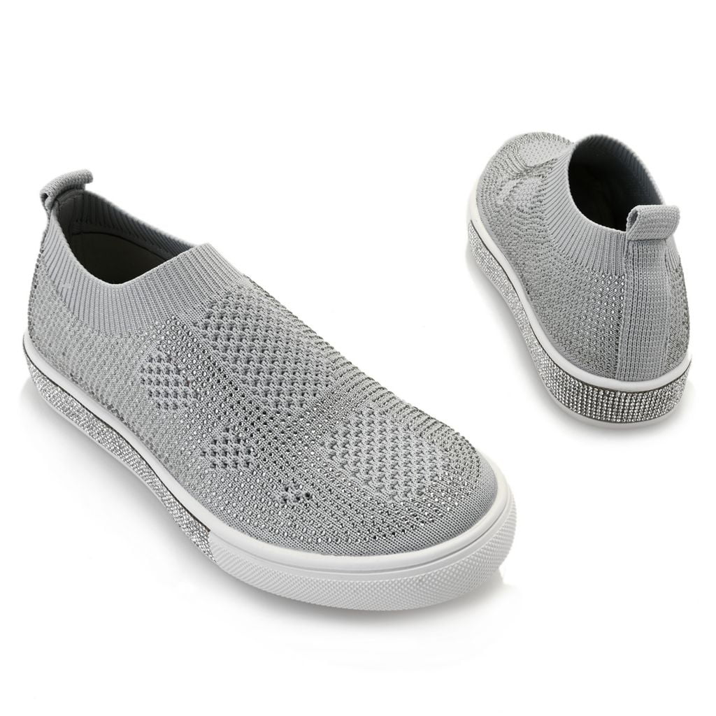 Bernie Mev "Glamour" Metallic Fly Knit Sparkle Detailed Shoes - Walmart.com