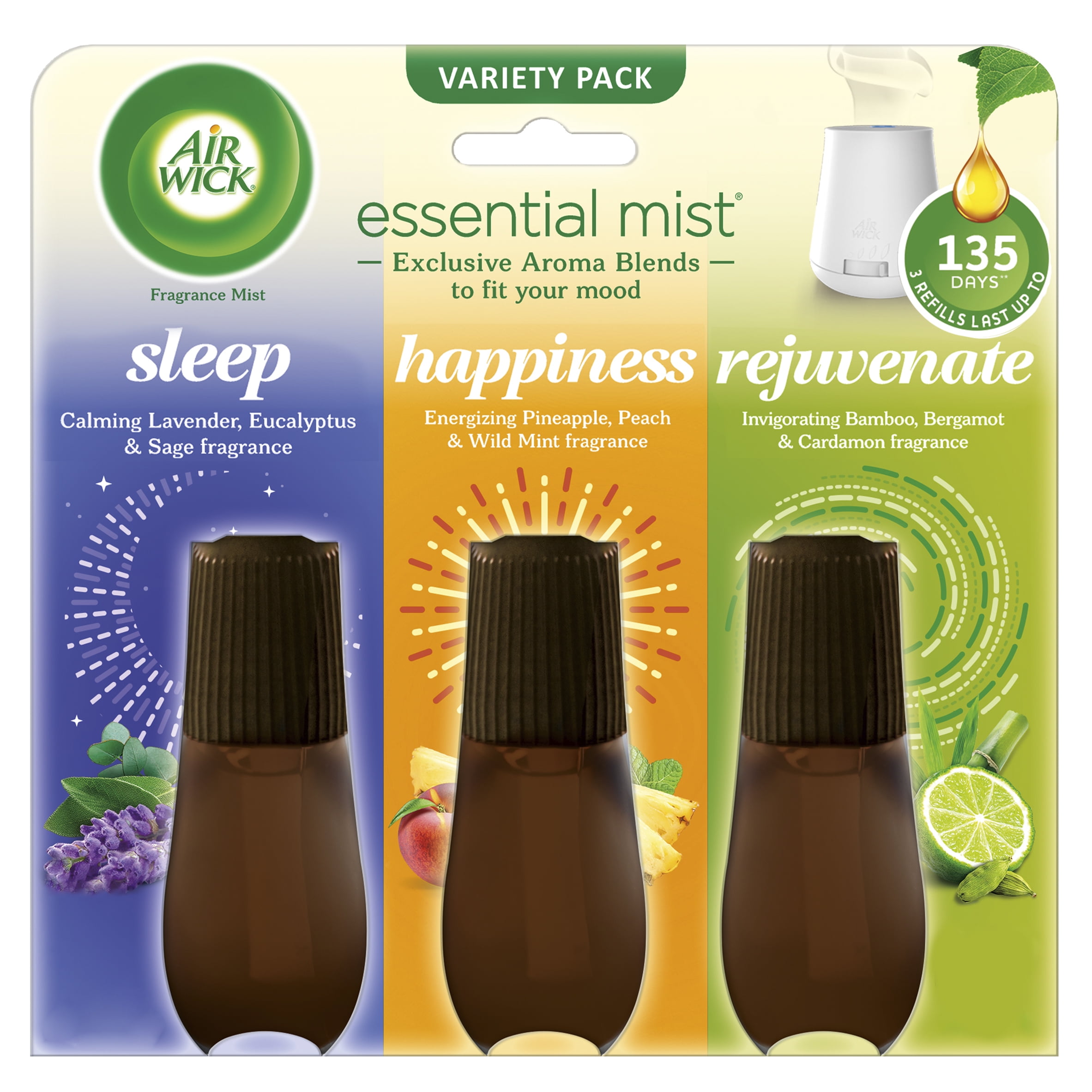 Air Wick Essential Mist Refill, 3 ct Multipack, Sleep, Happiness ...