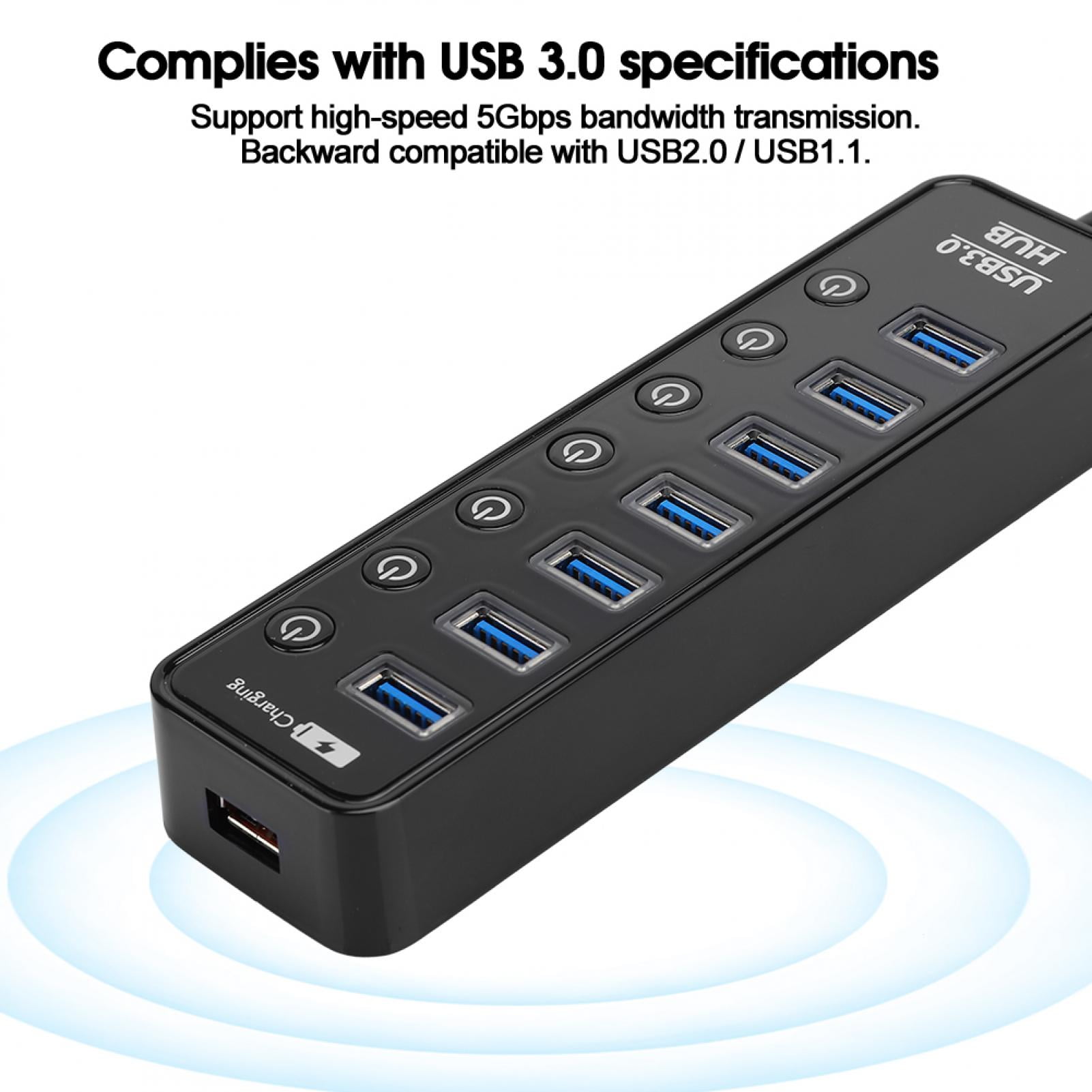 Divisor Hub USB 3.0 De 7 Puertos Con Interruptor Smart 2A Estación De Acoplamiento Divisor De ...