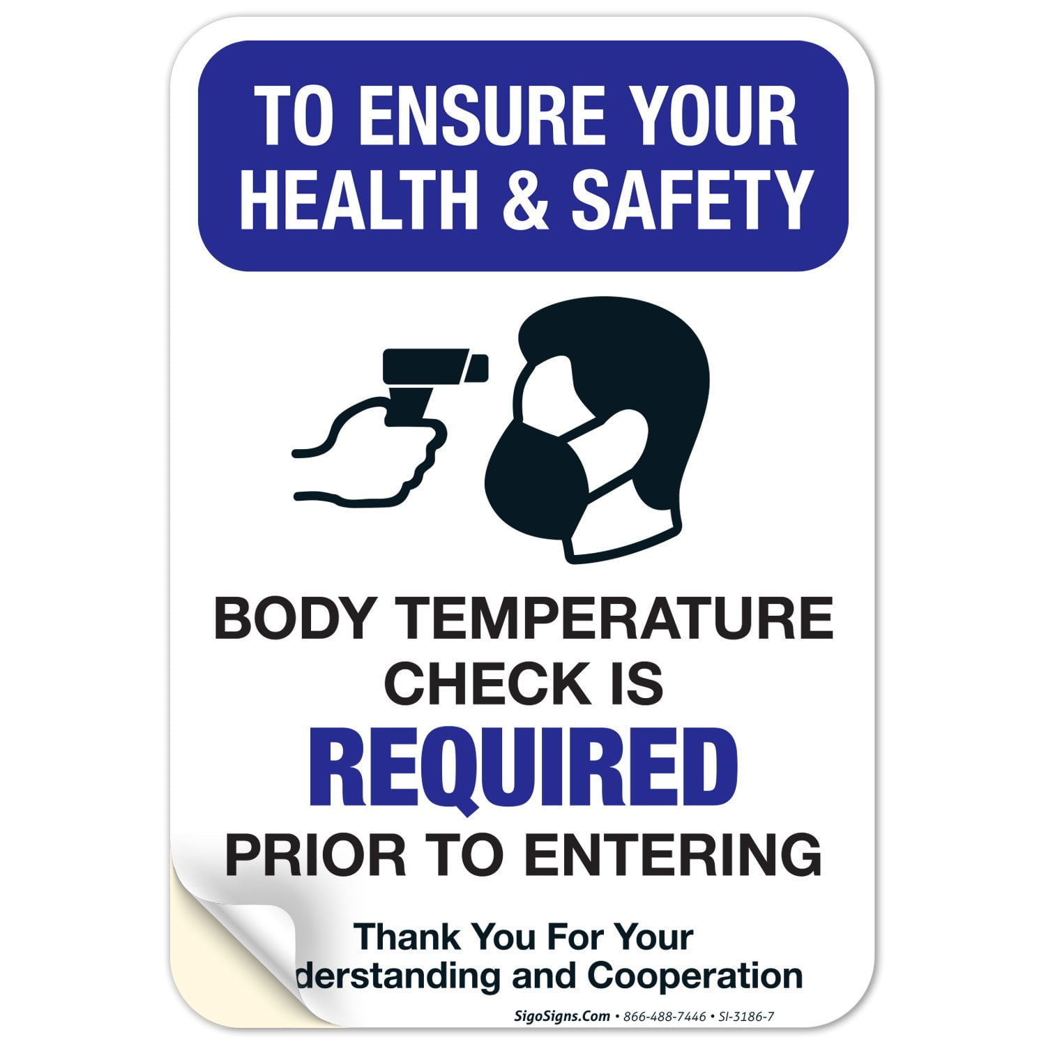 Body Temperature Check Required Sign, Social Distancing Sign, 10x7 ...