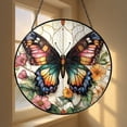 Butterfly Round Glass Style Suncatcher – Decorative Window Hanging Home ...