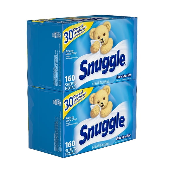 Snuggle Fabric Softener Dryer Sheets, Blue Sparkle Scent, 200 Count ...