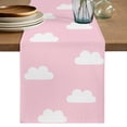 Clouds Table Runner 13x48 Inch Sky Cartoon Pink Cotton Linen Dining ...