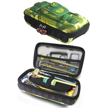 Big Capacity Pencil Case, Anti-noise Army Green Tank Shape Cool Pencil ...