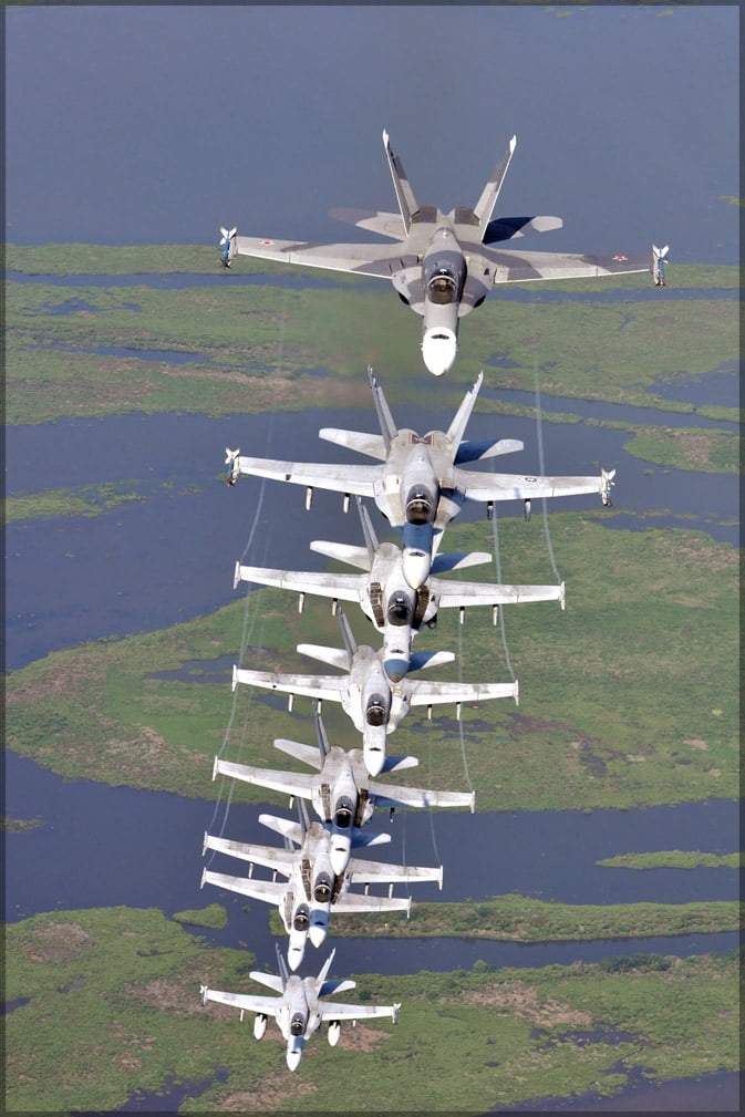 24"x36" Gallery Poster, f-18 F-A-18 Hornets assigned the River Rattlers ...