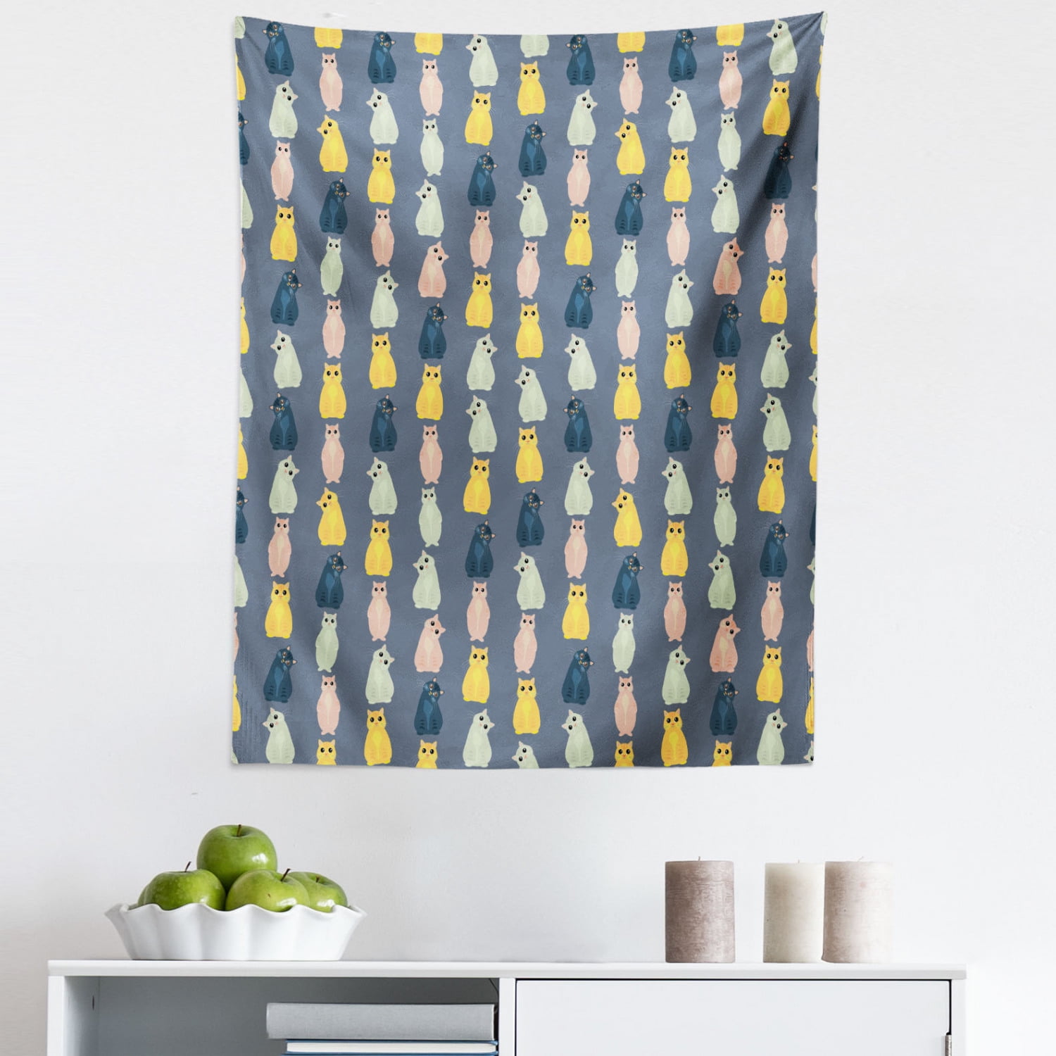 Cats Tapestry, Colorful Pattern with Young Kitties in Different Poses ...