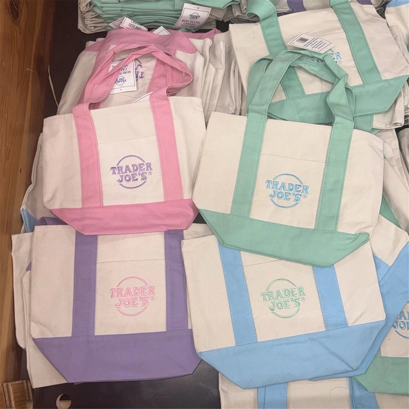 2025 Trader Joe's Pastel Mini Canvas Tote Bags LIMITED EDITION Set of 4 ...