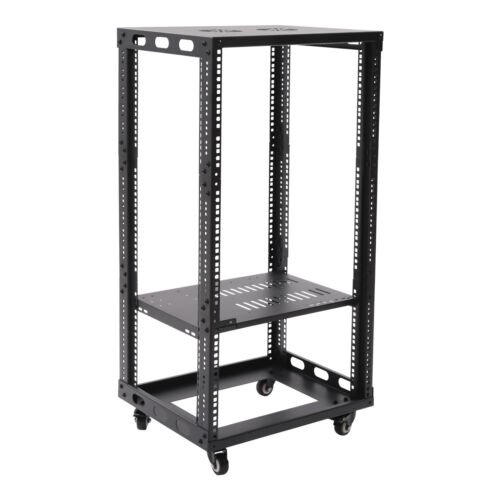 18U 4 Post Open Frame 18.5" Network Server Rack on Caters Adjustable ...