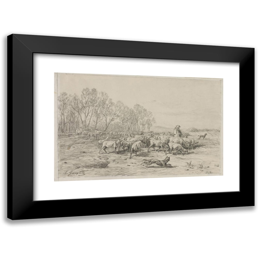 Charles Emile Jacque 18x13 Black Modern Framed Museum Art Print Titled ...