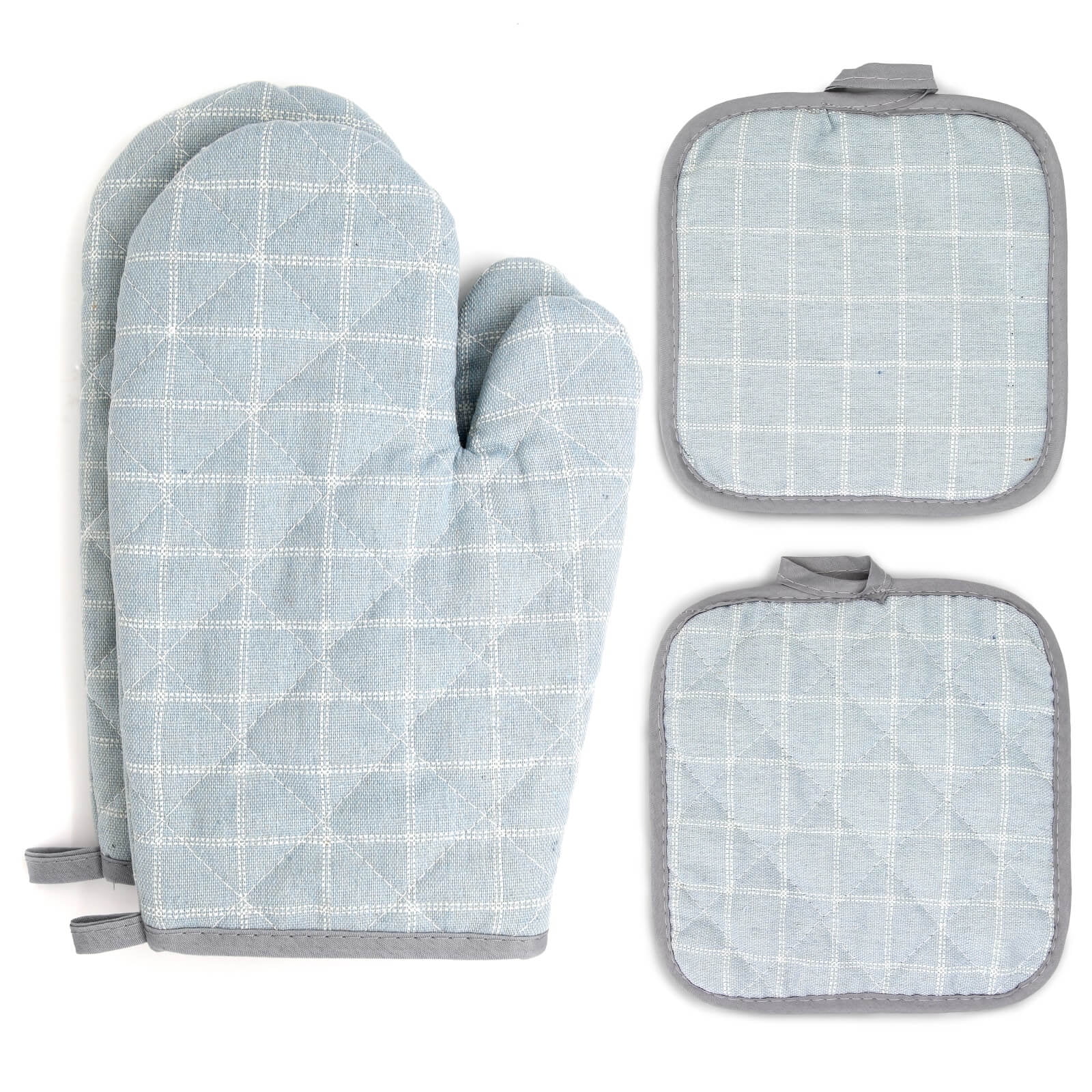 NICEEC Oven Mitts and Pot Holder Sets 4 pcs, Blue Oven Mitt Set with ...