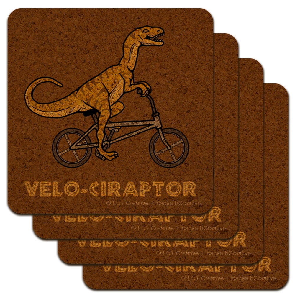 Velo-Ciraptor Velociraptor Biking Funny Humor Low Profile Novelty Cork ...